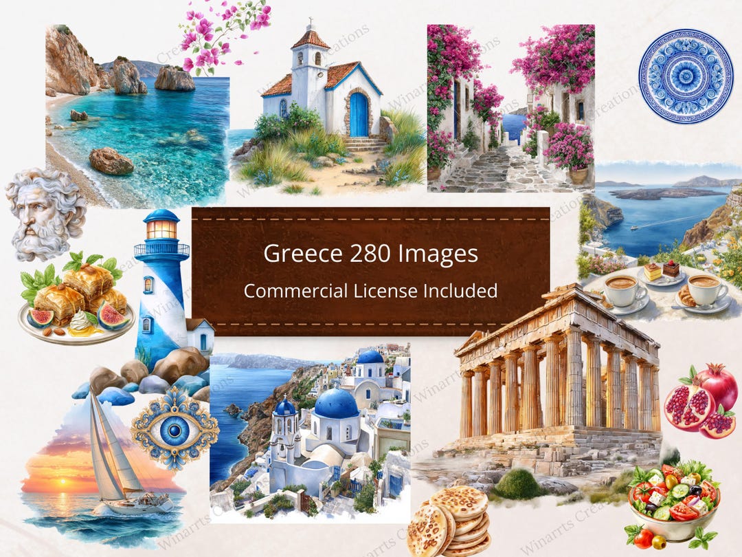 280 Greece Clipart Santorini Greek Vacation Mykonos Vacation Clipart ...