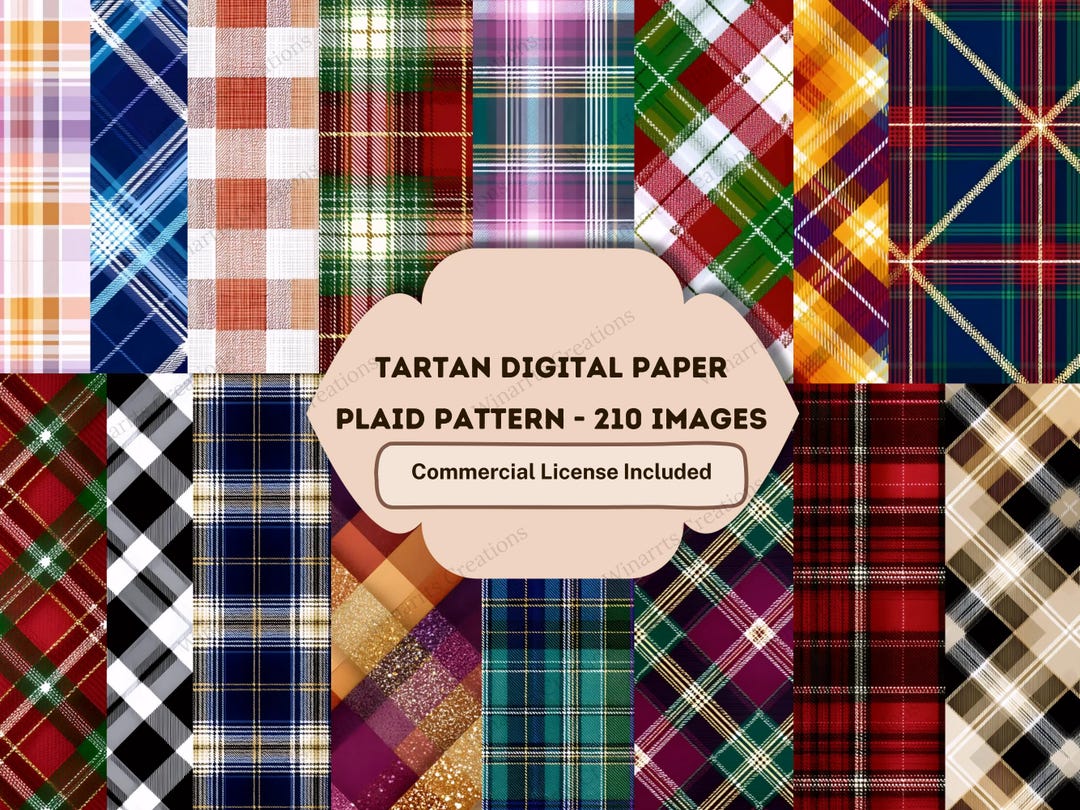 210 Tartan Digital Paper Plaid Pattern PNG Scottish Stewart Seamless ...