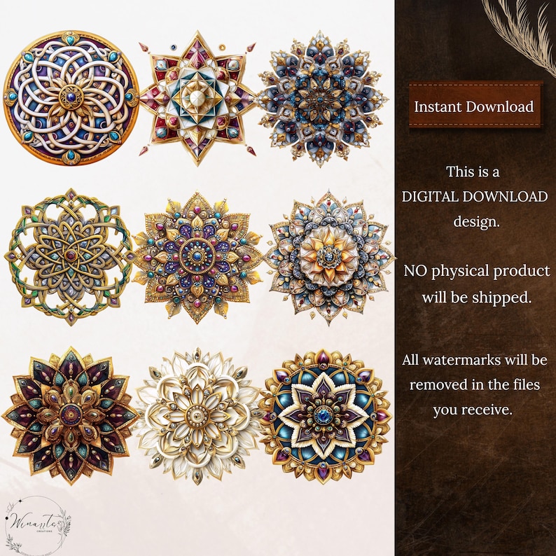 130 Mandala Clipart Bundle Digital Download PNG Printable High Quality ...