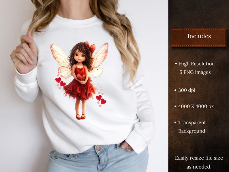 5 Cute Valentine Fairy Clipart Digital PNG Valentine's Day DIY Projects ...