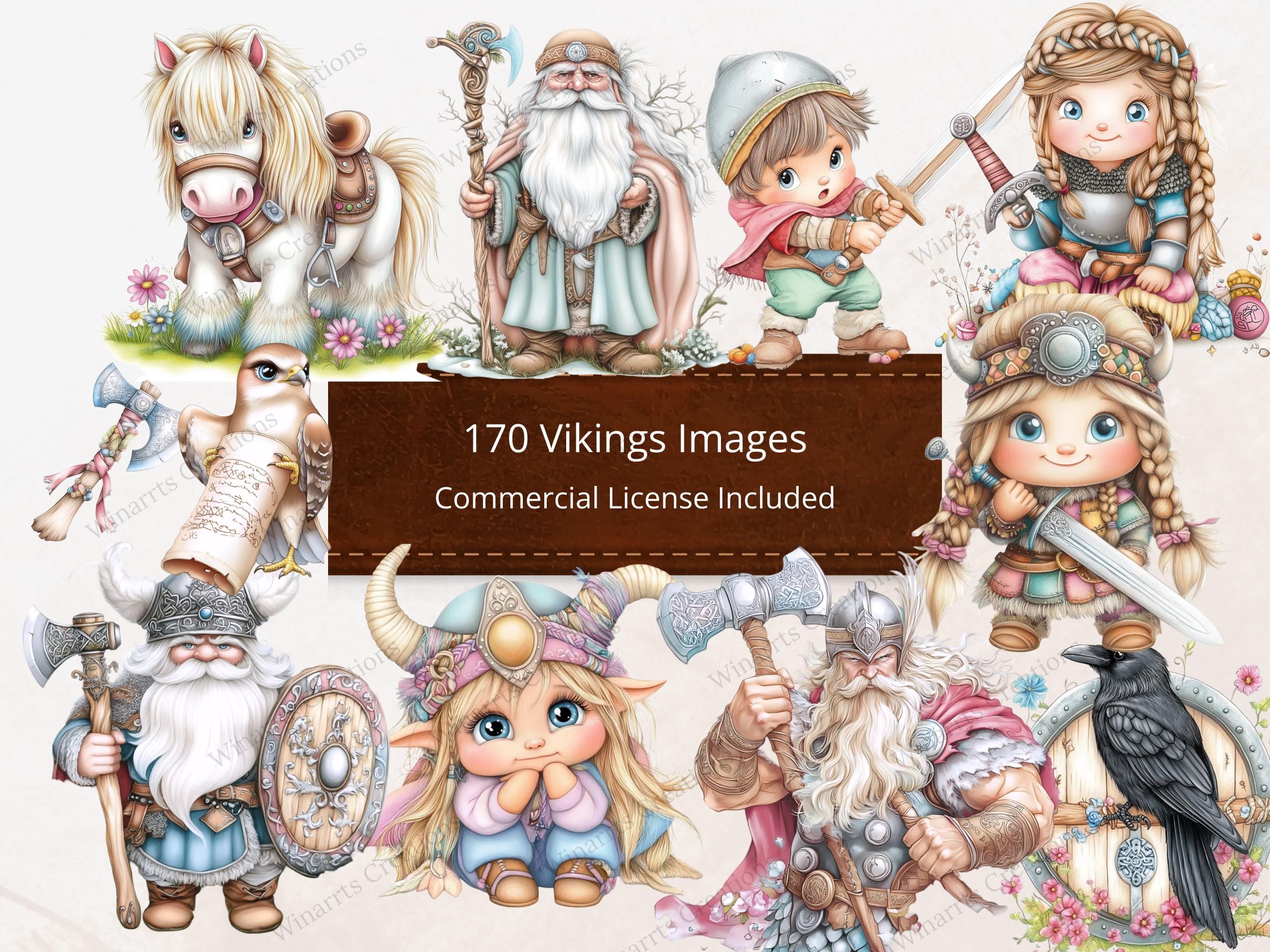Vikings Clipart Cute Viking Bundle 170 Images Digital Download PNG ...