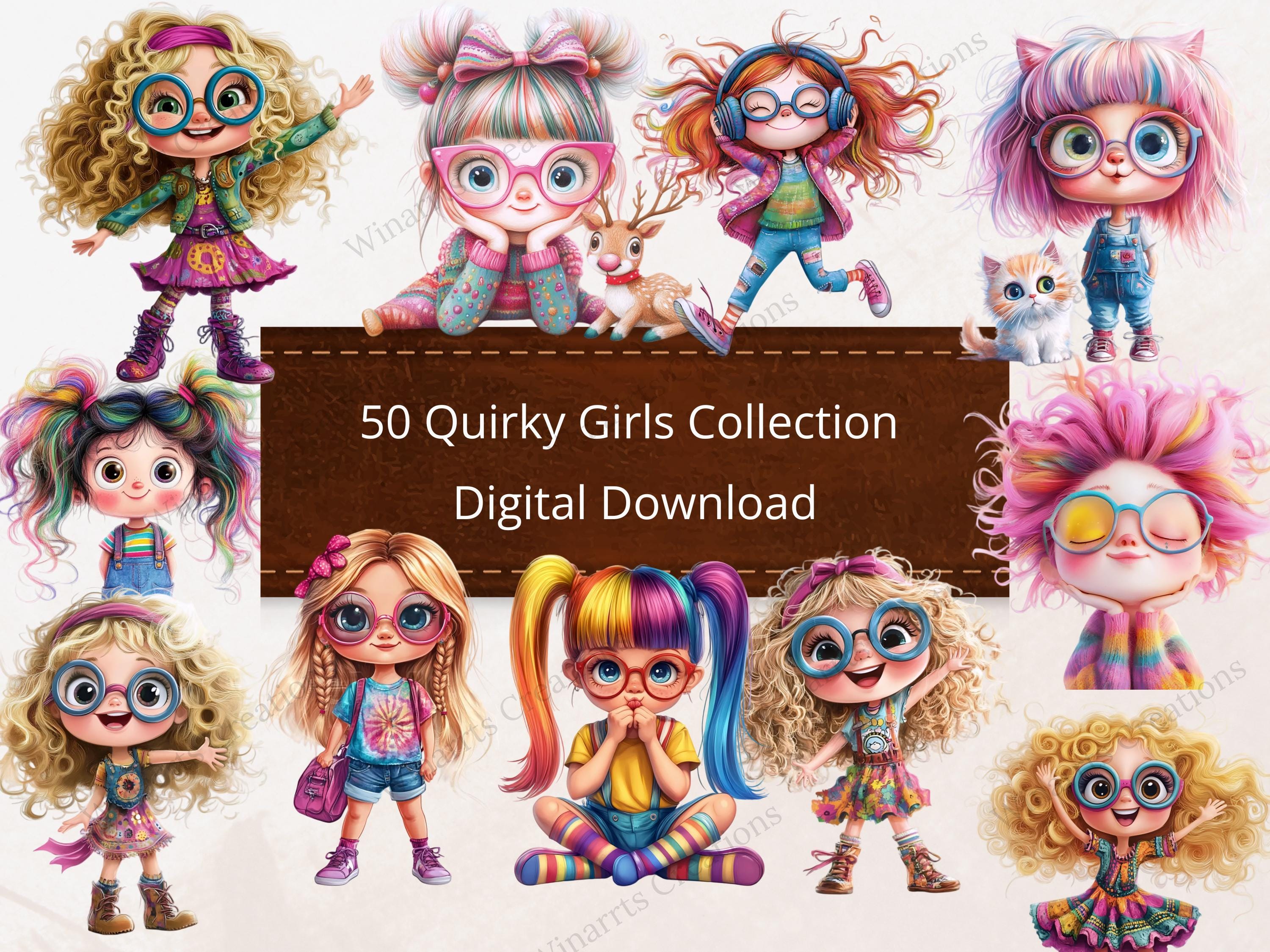 50 Quirky Girls Clipart Unique Girl Graphics Digital Download ...