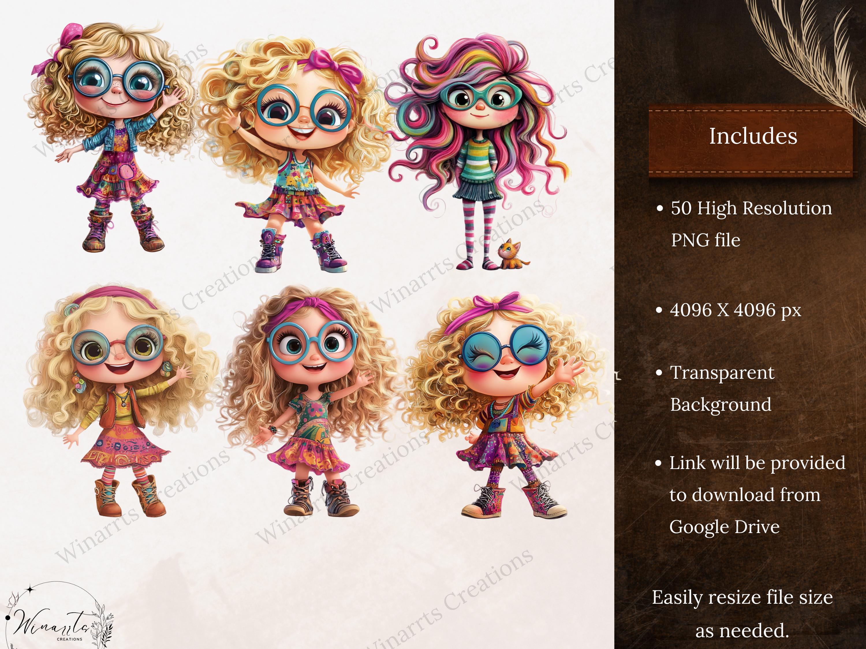 50 Quirky Girls Clipart Unique Girl Graphics Digital Download ...