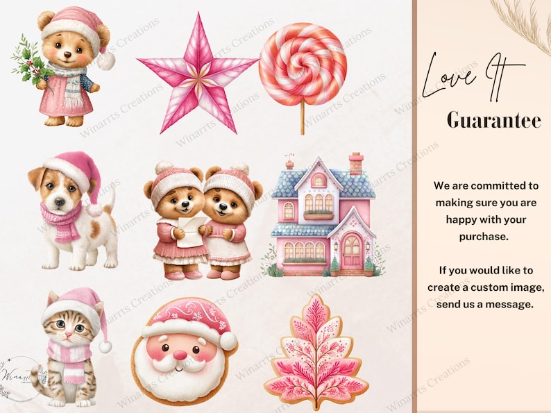 Pink Christmas Clipart Cute Christmas Clipart Bundle Kids Christmas ...