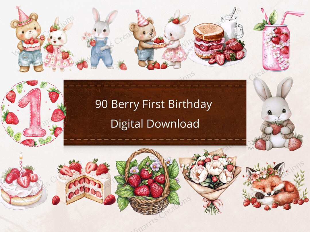 90 Berry First Birthday PNG Clipart 1st Birthday Graphics Digital ...