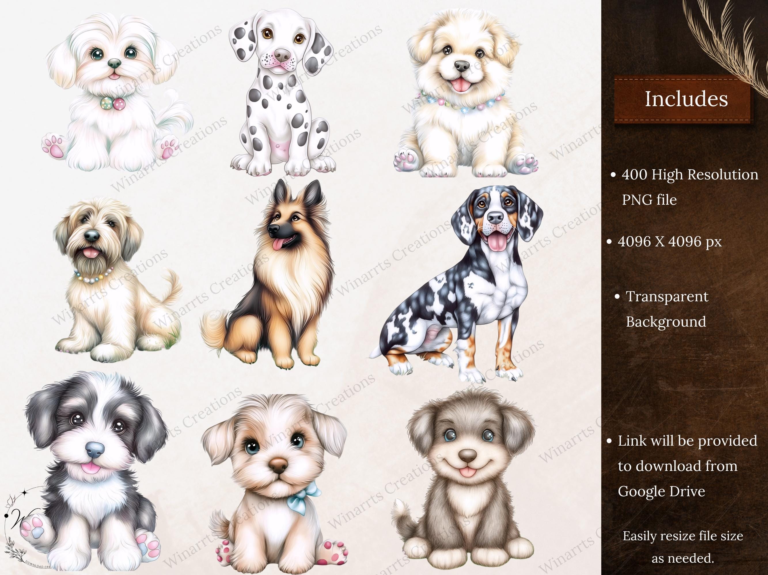 Cute Dog Clipart 400 Digital Download PNG Printable High Quality ...