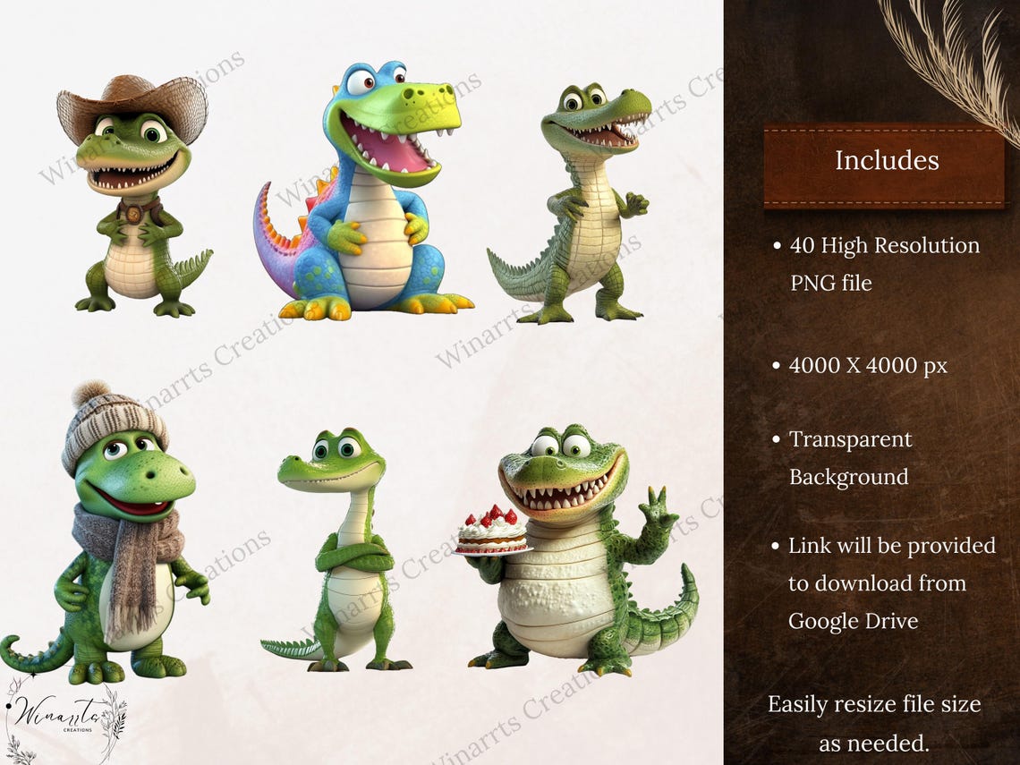 40 Alligator Clipart Digital Download PNG Printable High Quality ...