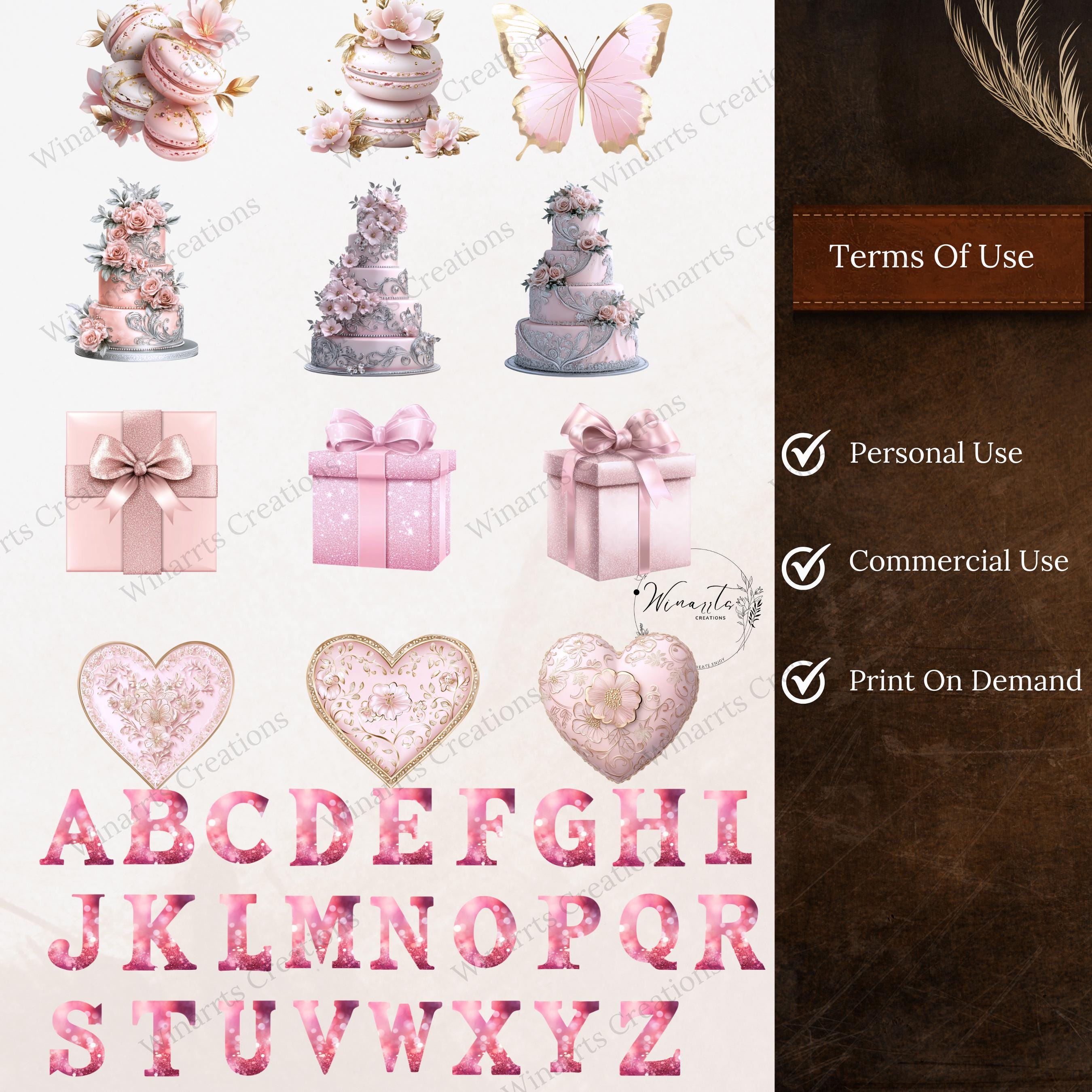 115 Pink Quinceanera Flowers Alphabets Clipart Digital Download PNG ...