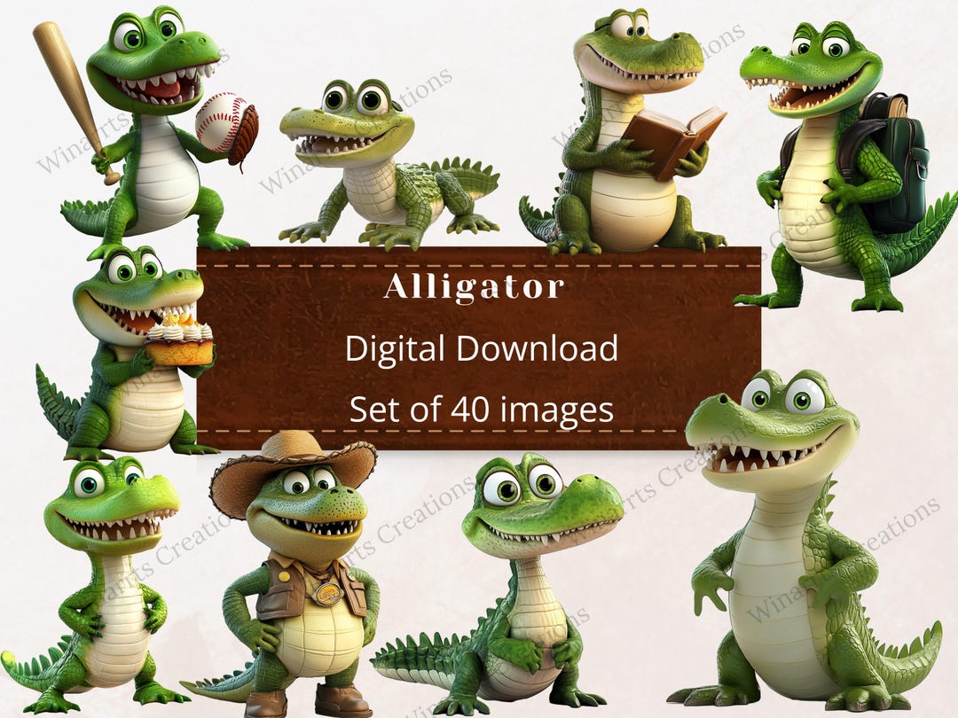 40 Alligator Clipart Digital Download PNG Printable High Quality ...