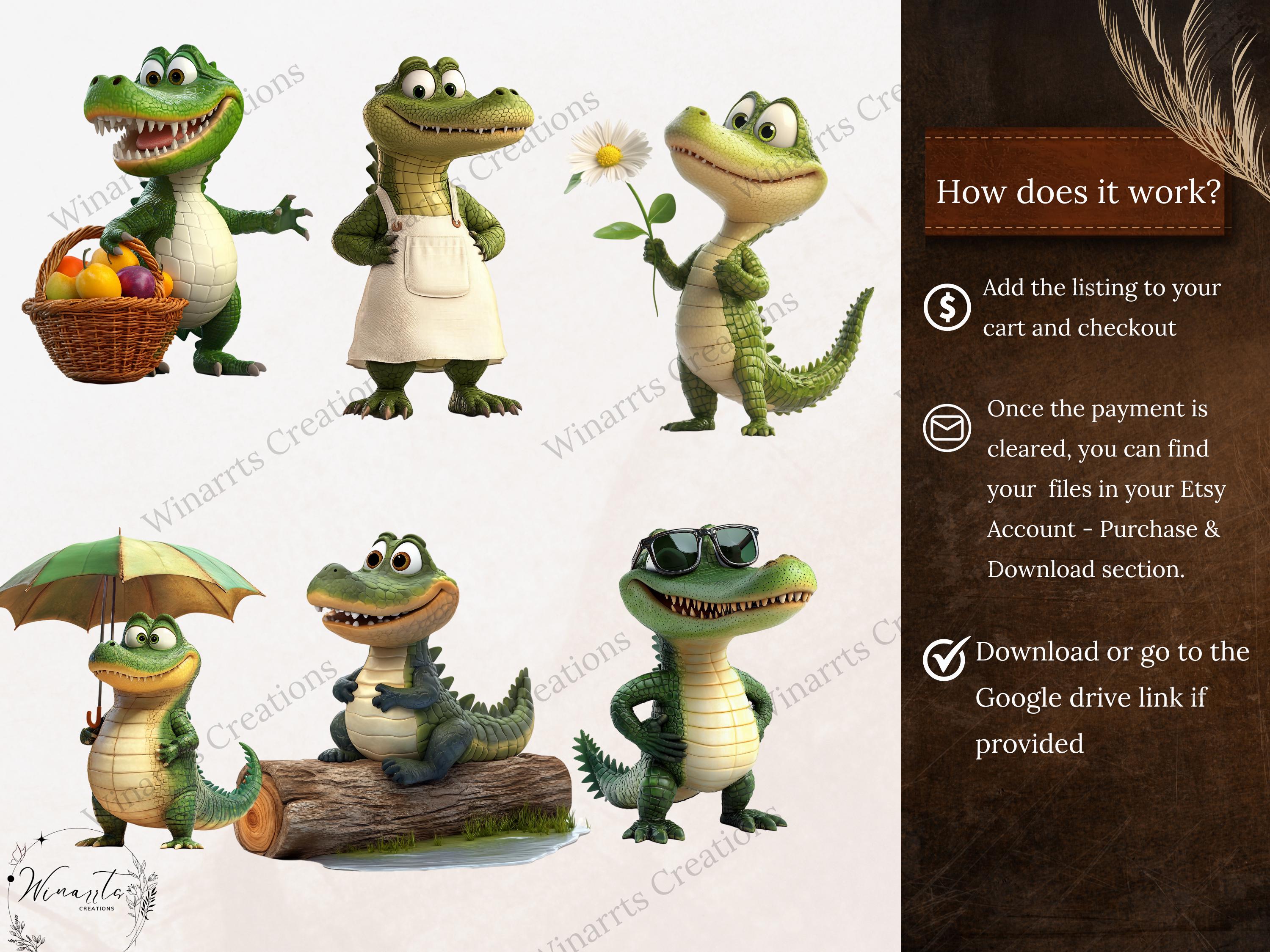 40 Alligator Clipart Digital Download PNG Printable High Quality ...