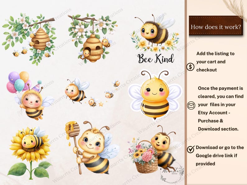 Watercolor Honey Bee Clipart 270 PNG Clipart Digital Download PNG ...