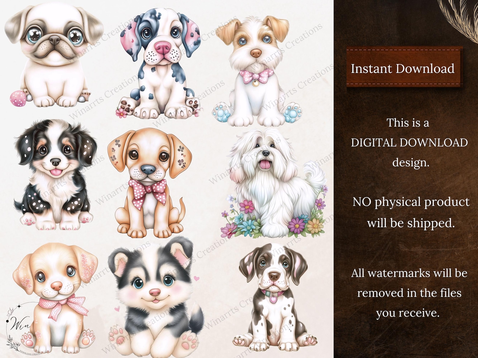 Cute Dog Clipart 400 Digital Download PNG Printable High Quality ...