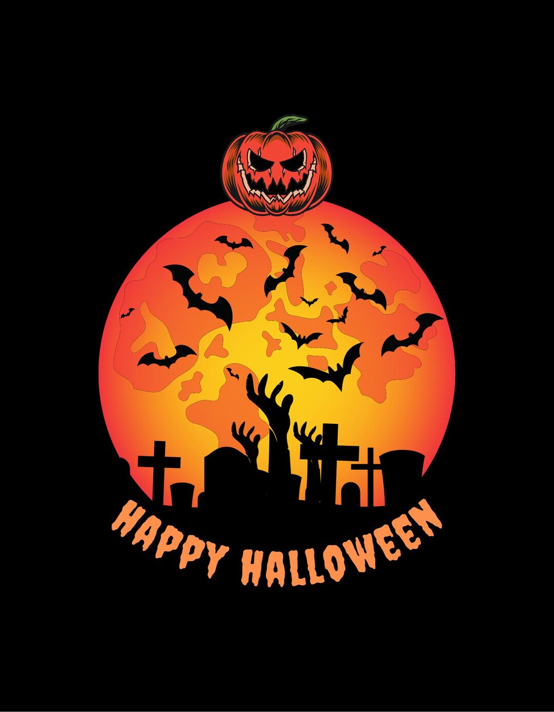 Spooky Halloween Pumpkin Digital Wall Art Spooky Printable Decor - Etsy