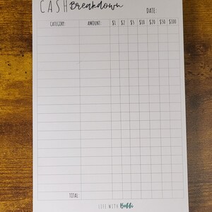 Cash Breakdown Notepad & Teller Slips Sticky Note Duo - Etsy