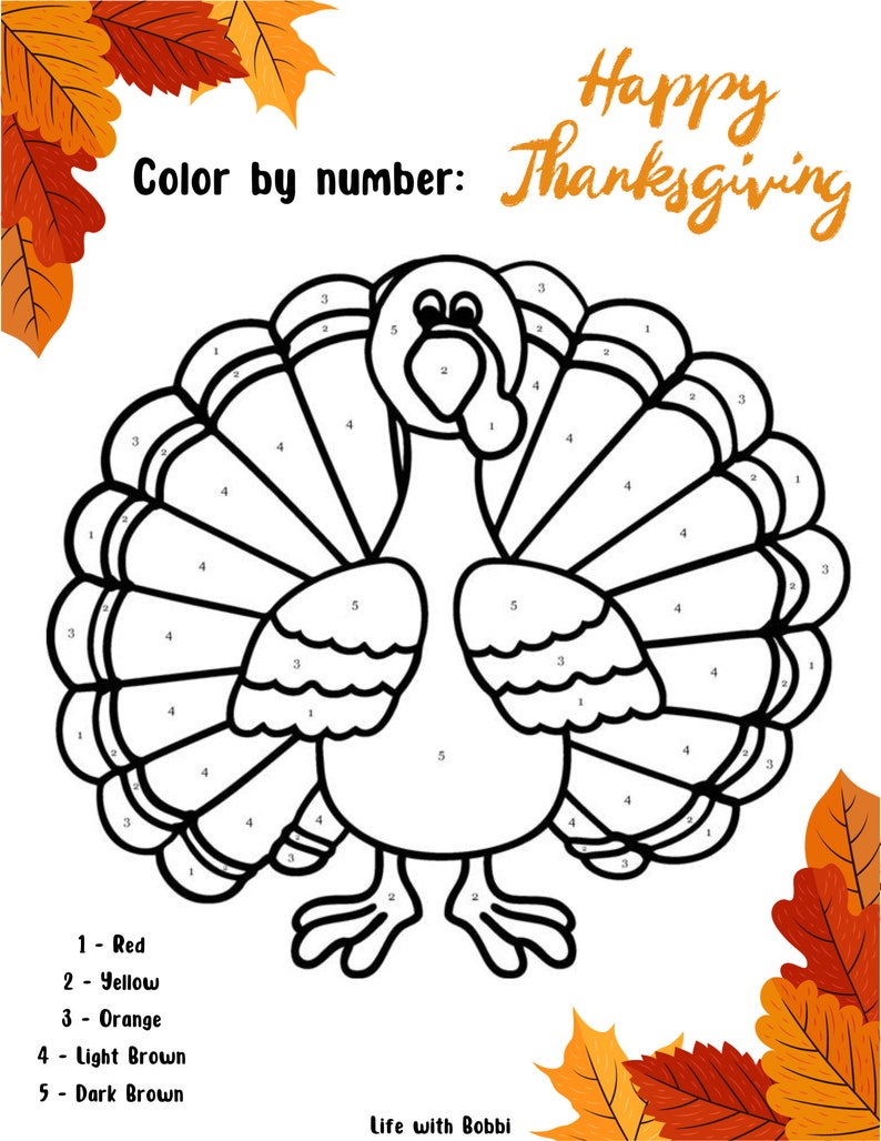 Turkey Color by Number - Etsy