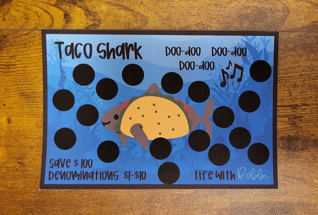 Taco Shark Scratch off Saving Challenge - Etsy