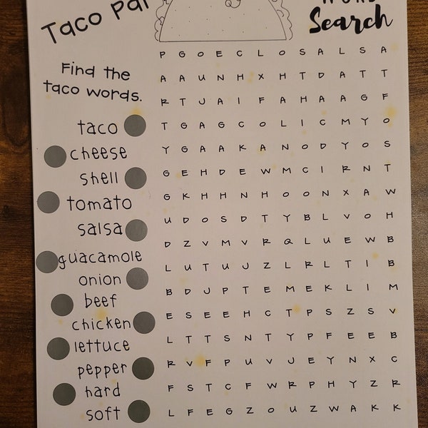Taco Word Search - Etsy