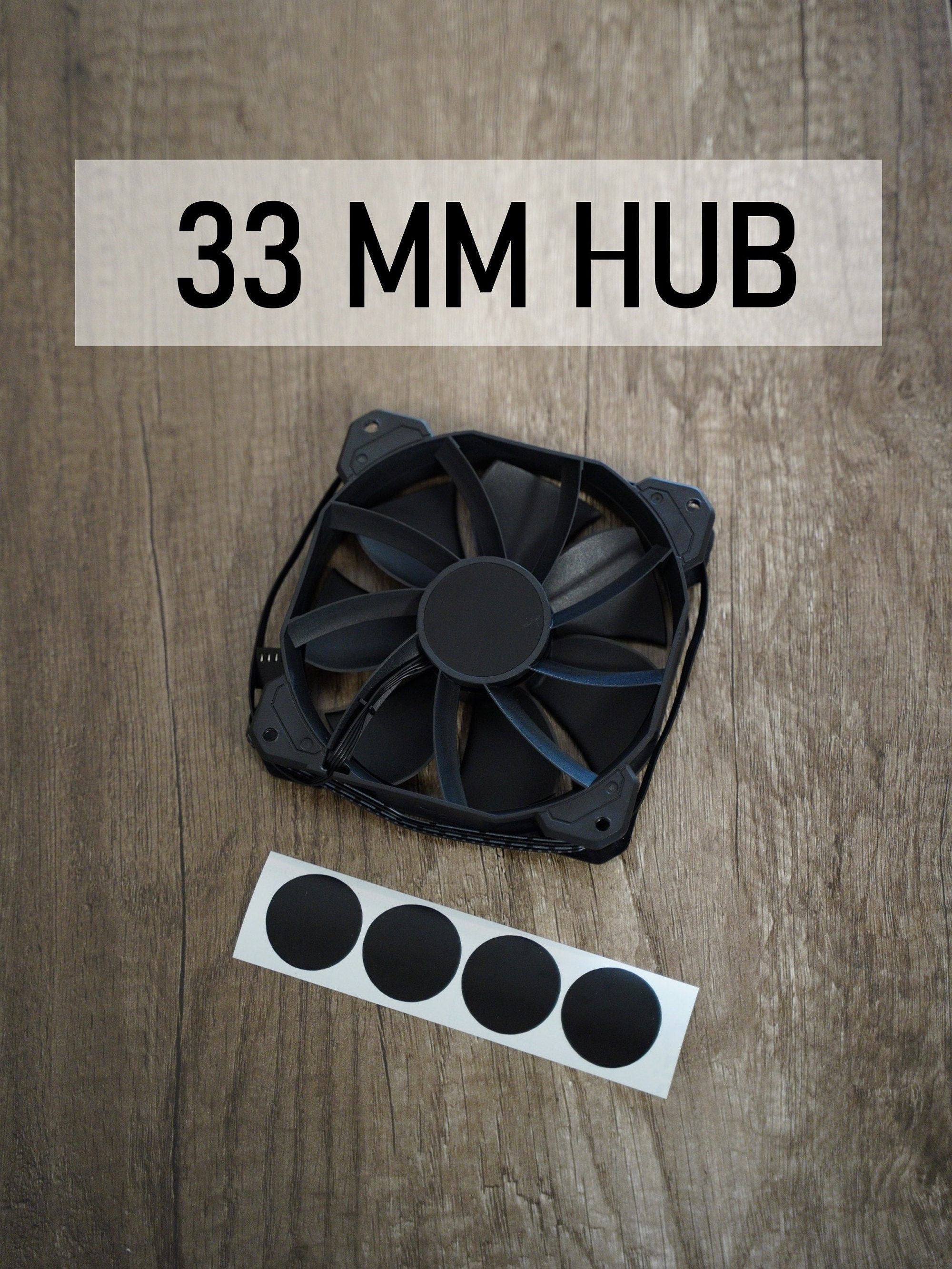 33mm PC Fan Hub Blackout Stickers Premium Vinyl Matte Black Fan Sticker ...