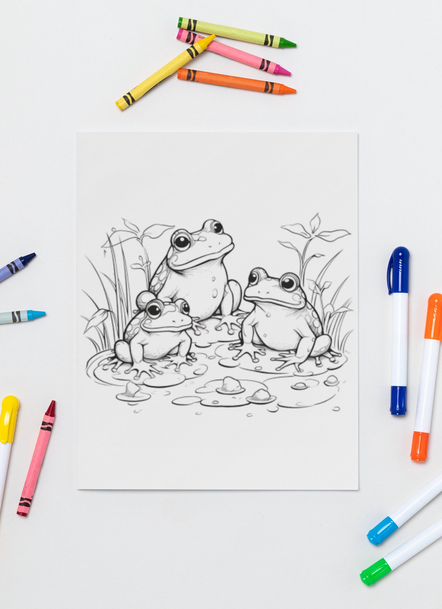 Cool Frog Coloring Page, Frog Coloring Download, Instant Frog ...
