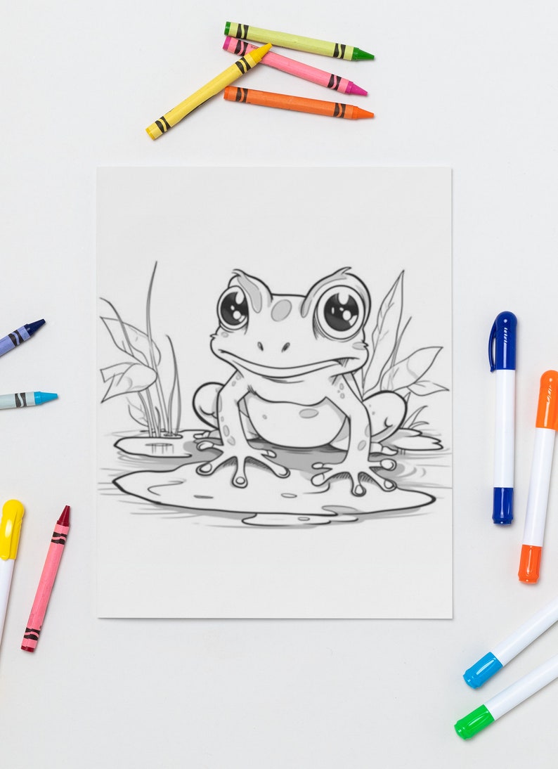 Easy Kids Coloring Pages, Preschool Coloring, Frogs - Etsy