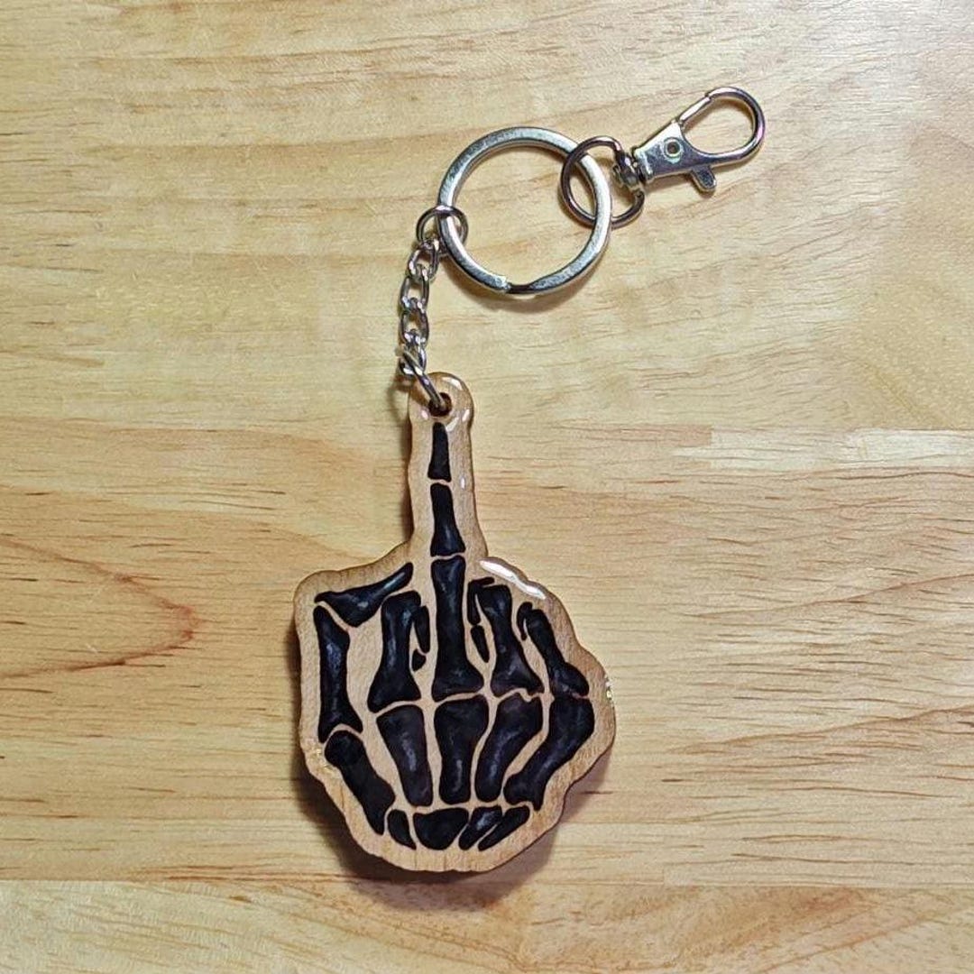 Unique Edgy Middle Finger Hand Keychain – Sustainable Bone & Wood ...