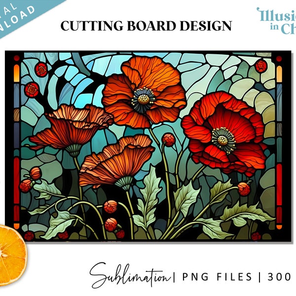 Poppy Glass Cutting Board - Etsy