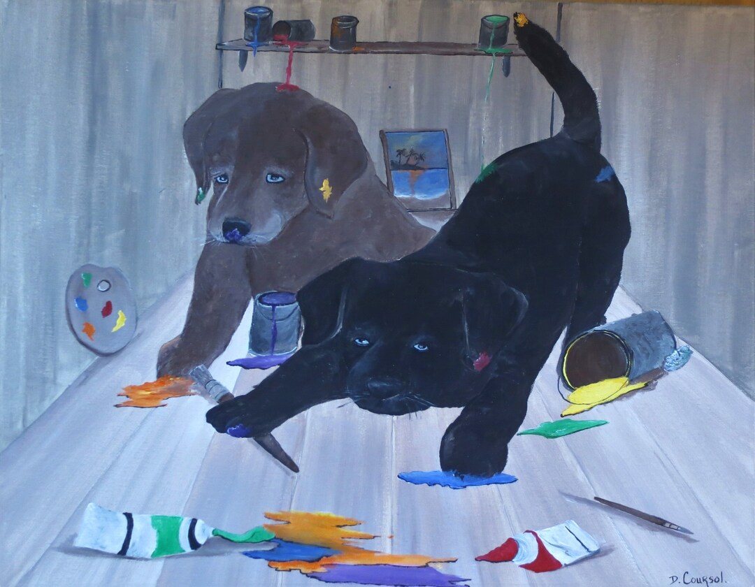 Painting, Acrylic, Animals, Dogs - Etsy