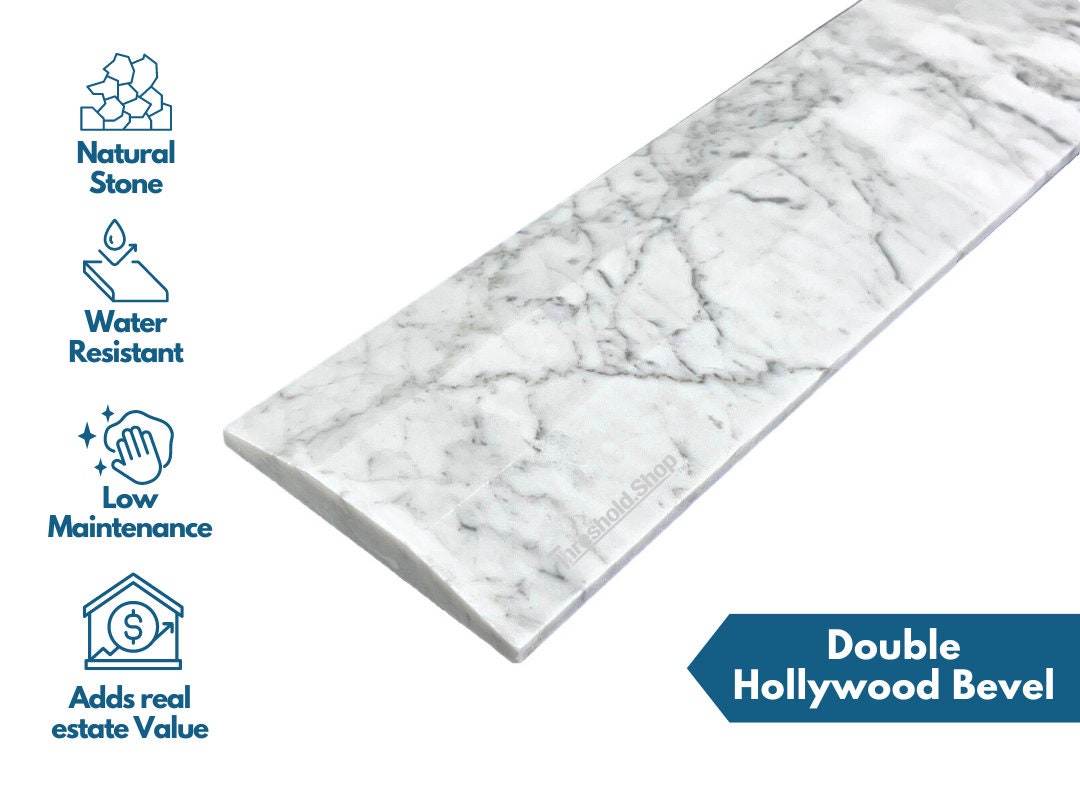 Double Hollywood White Carrara Marble Threshold for Floor Transitions ...