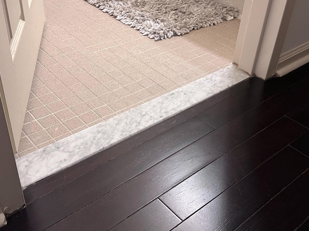 White Carrara Marble Door Saddle for Floor Transitions | Doble Bevel ...