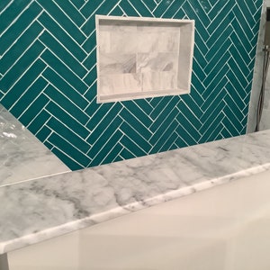 White Carrara Marble Saddle | Use as Shower Curb Top, Vanity Backsplash ...