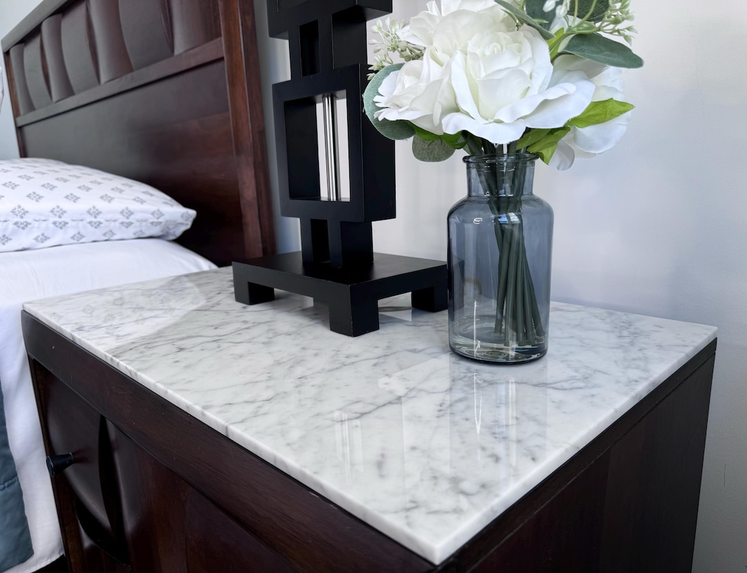 Custom Size | Nightstand Marble Top, Bedside Table Top, Bianco Carrara ...