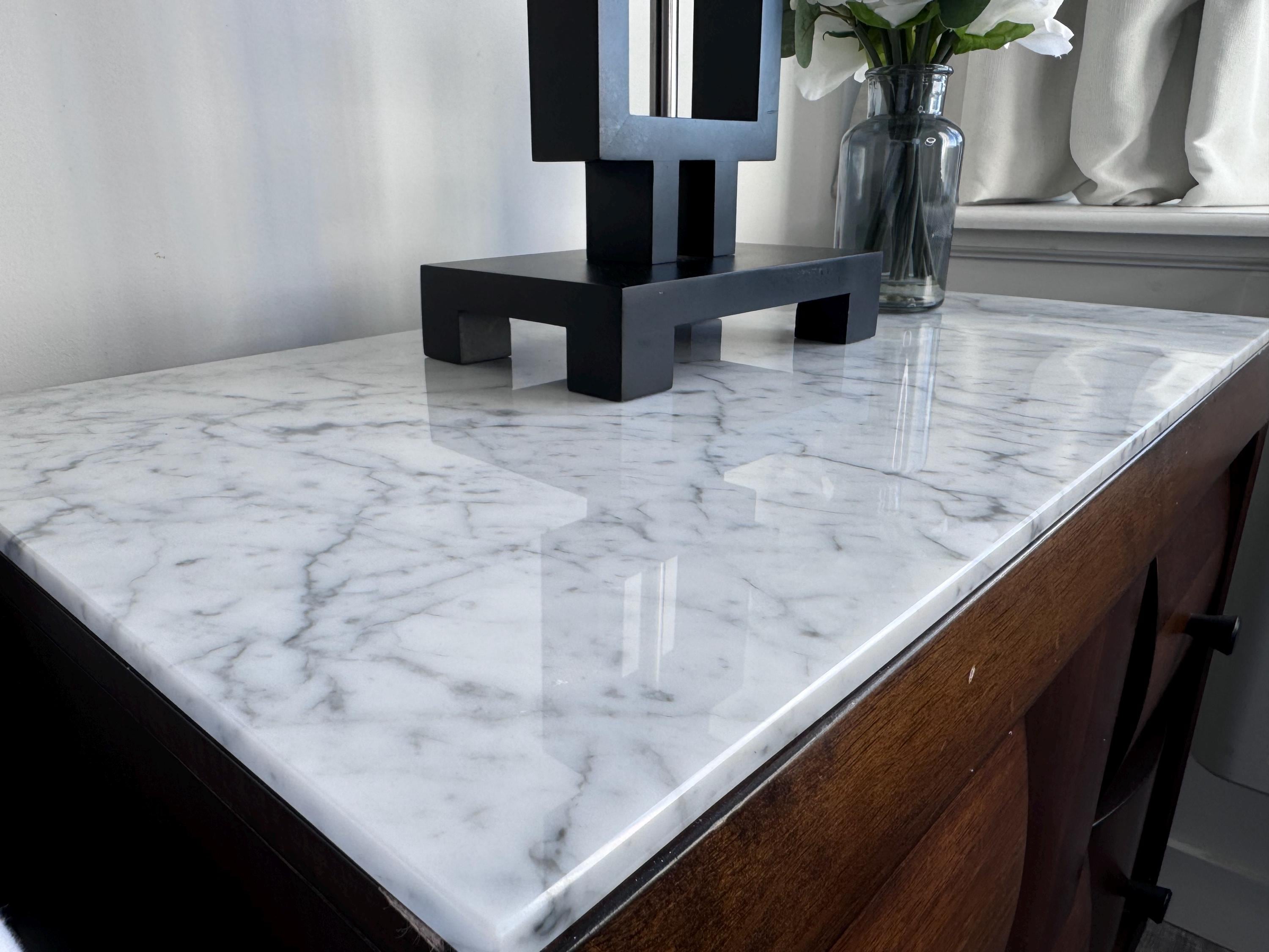 Custom Size | Nightstand Marble Top, Bedside Table Top, Bianco Carrara ...