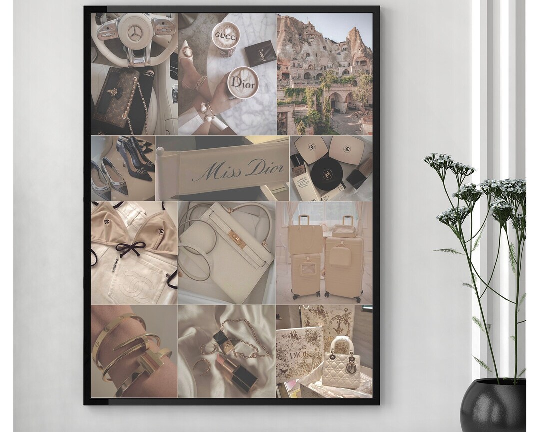 Bright Beige Aesthetic Collage Wall Art | Luxury Poster | Boujee Decor ...