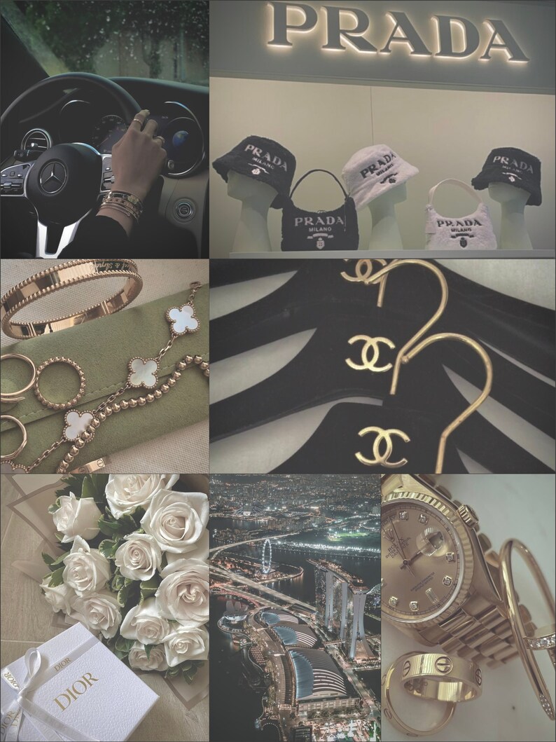 Green Gold Aesthetic Collage Wall Art | Luxury Poster | Boujee Decor ...