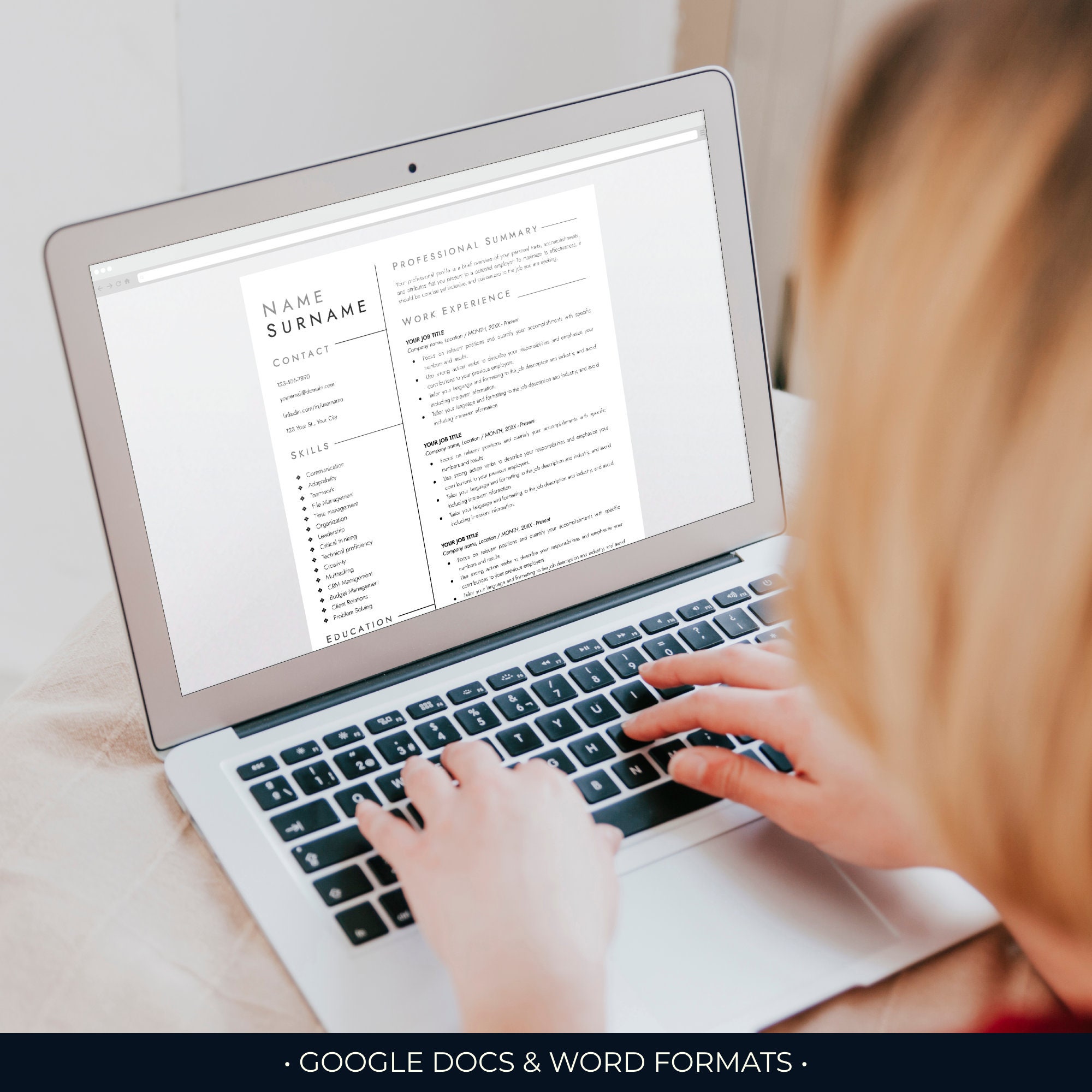 ATS Resume Template Google Docs, Word Resume, ATS Resume Format ...