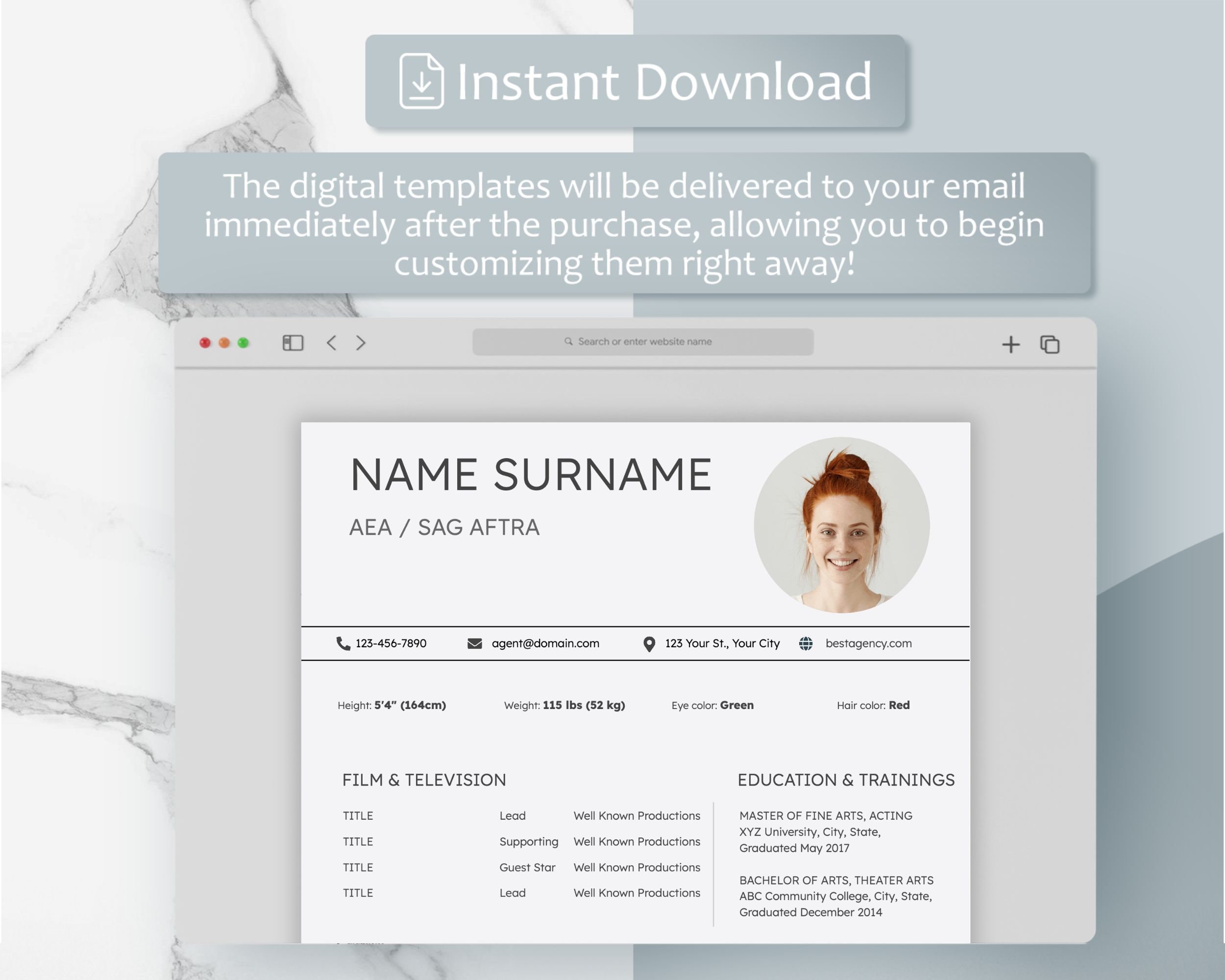 Actor Resume Template Google Docs Creative Acting Resume - Etsy