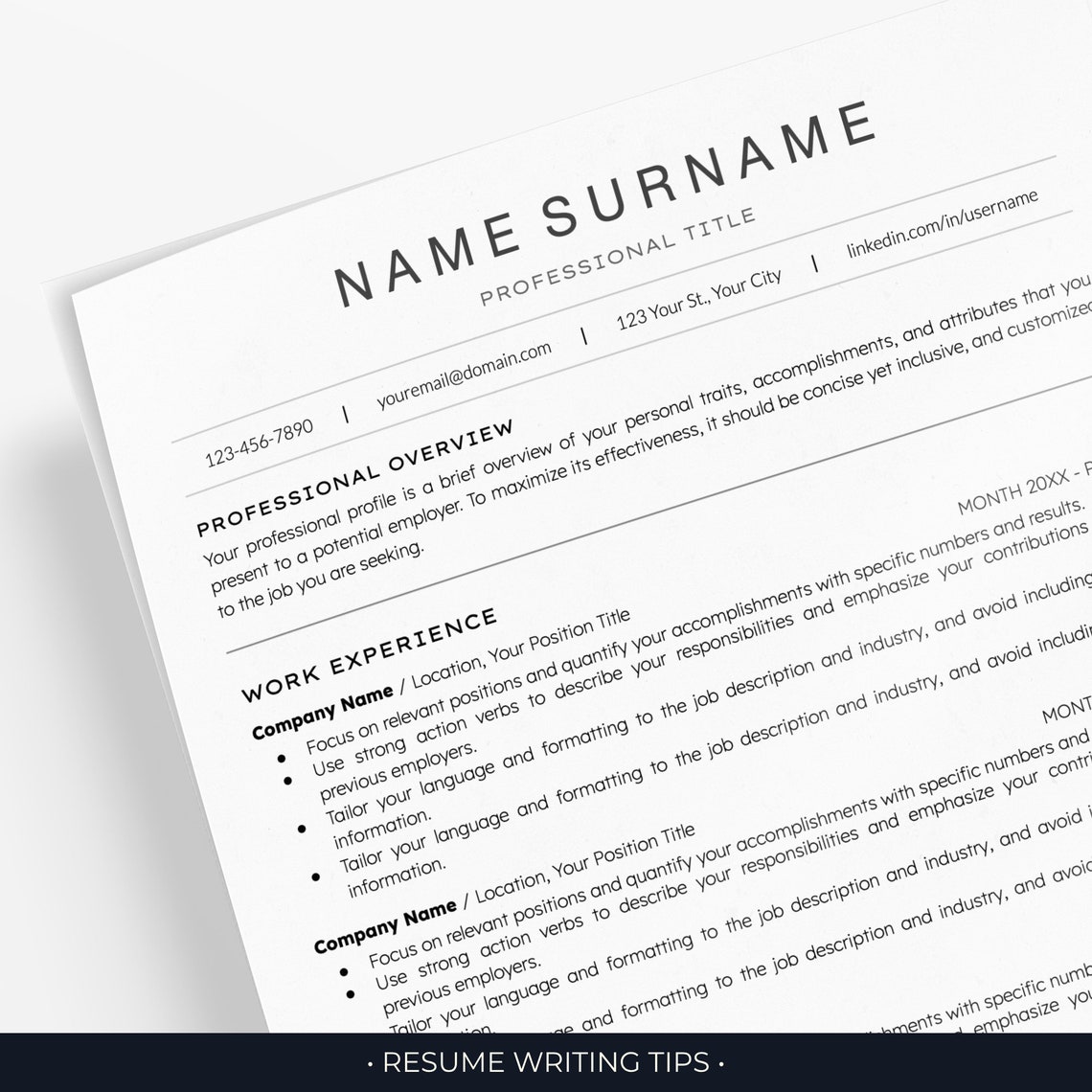 ATS Friendly Resume Template Word, Google Docs, ATS Resume, ATS Cv ...