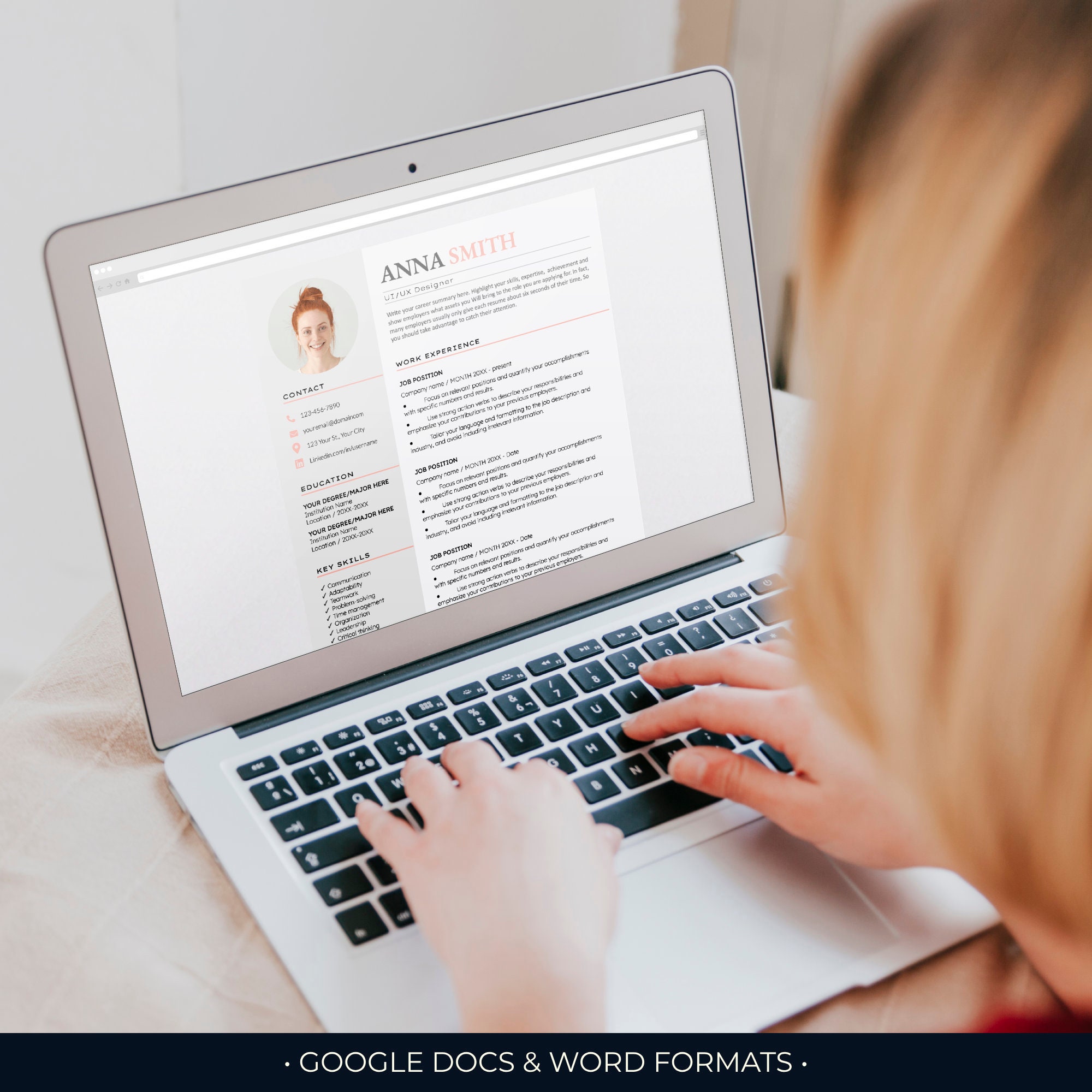 Google Docs Resume Template With Photo, CV Template With Photo, Google ...