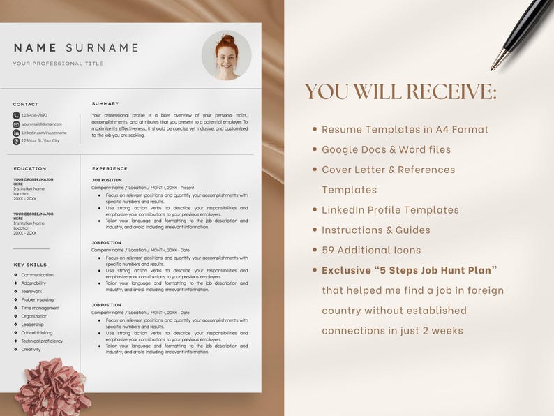 Yoga Teacher Resume Template, Professional CV With Photo (google Docs ...