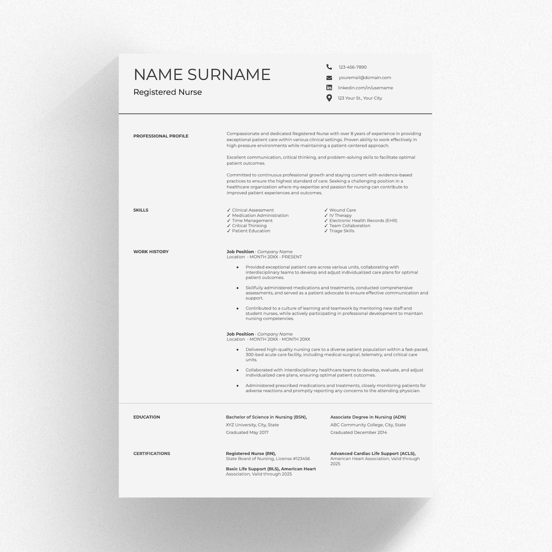 Nursing Resume Template Google Docs Word Registered Nurse Resume Remote ...
