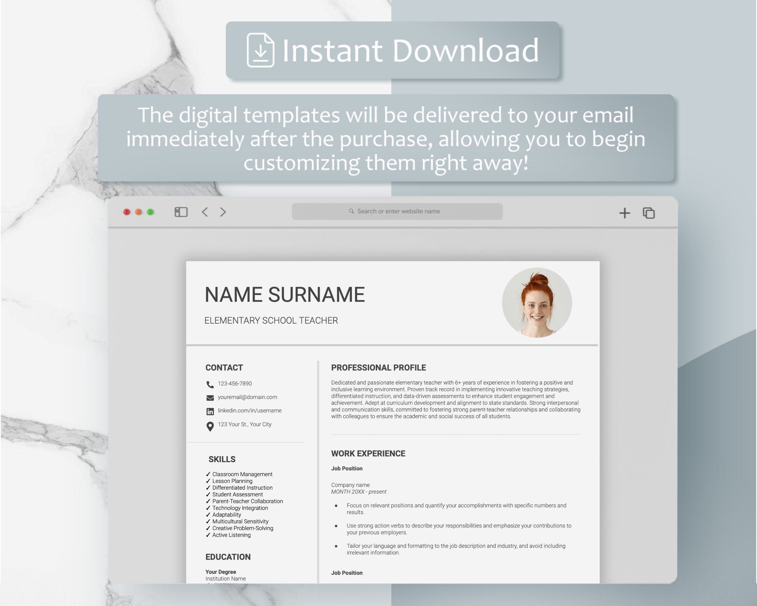 Professional Resume Template Bundle for Teacher Made in - Etsy