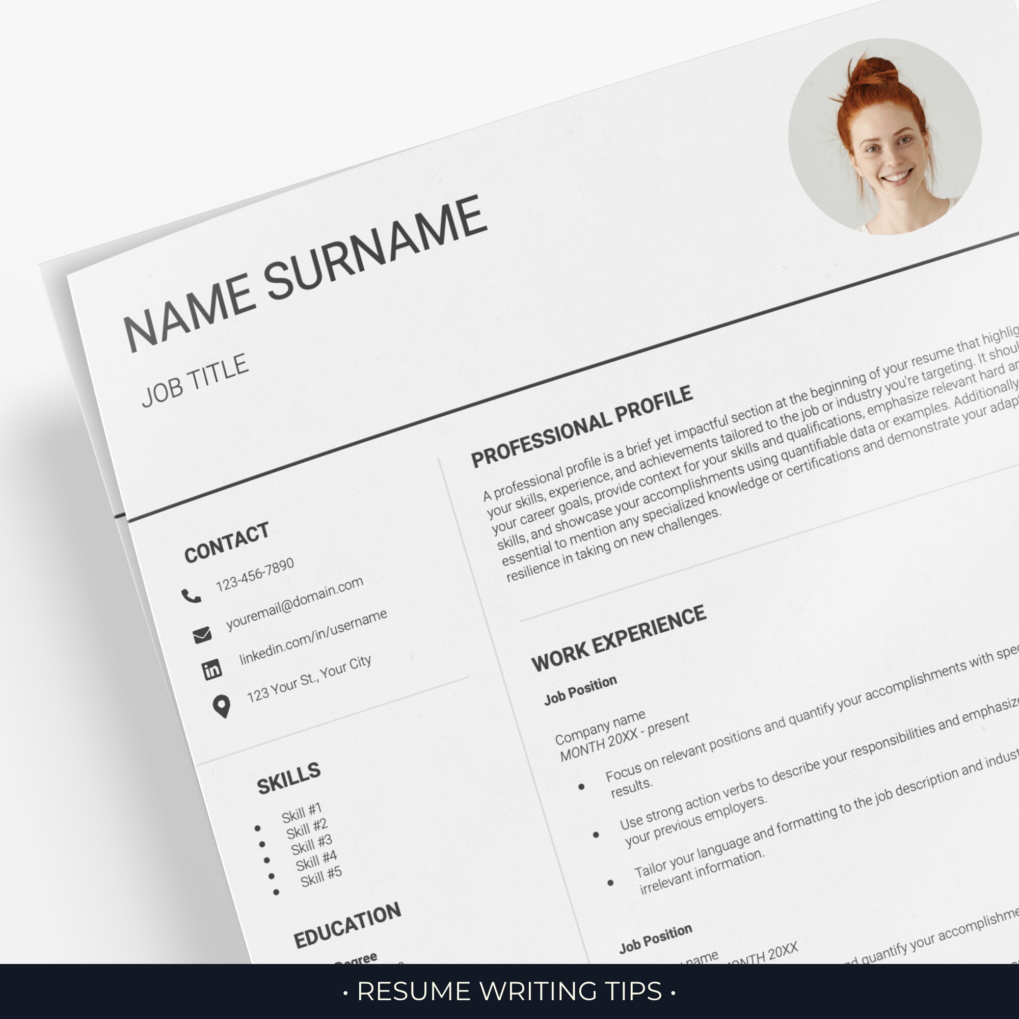 Resume Template Google Docs, Modern Cv Template Compatible With Word ...