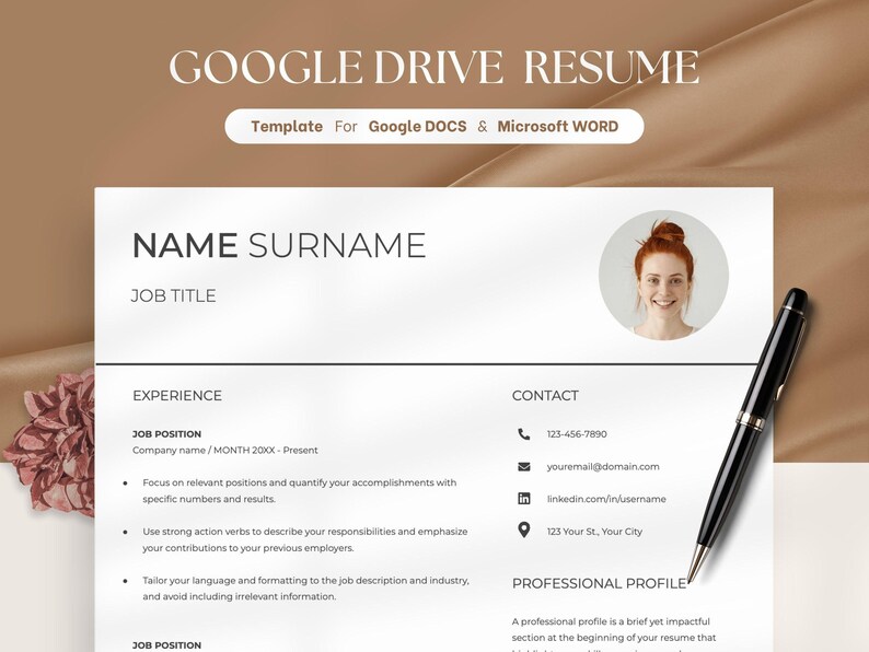 Modern Resume Template CV Template With Cover Letter, Professional ...