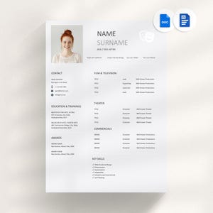 Resume Template for Actor - Made in Google Docs & Word, Creative and ...
