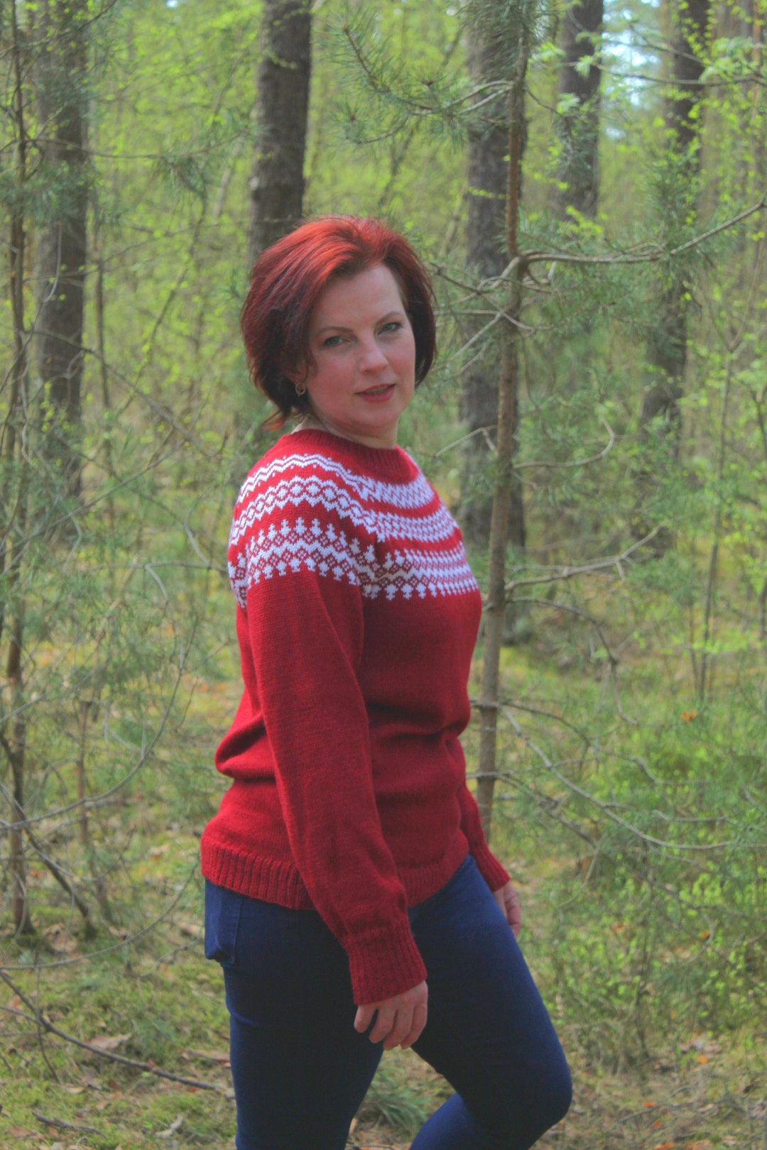 Red Christmas Sweater, Alpaca Sweater ,gift for Christmas, Woman ...