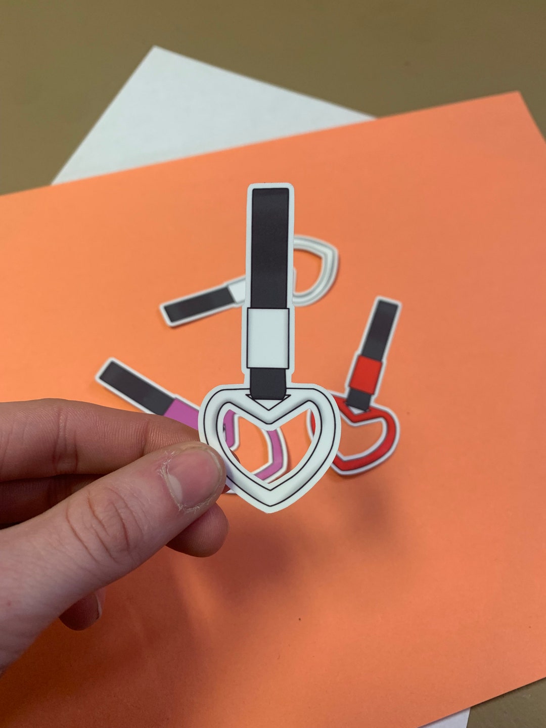 Car Part Stickers Hand Drawn Heart Hanger Sticker, Vinyl Waterproof ...