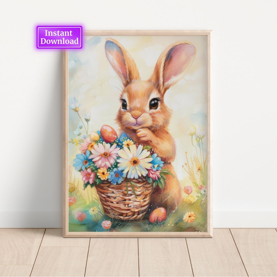 Cute Easter Bunny Printable Easter Wall Art Easter Print Spring Print ...