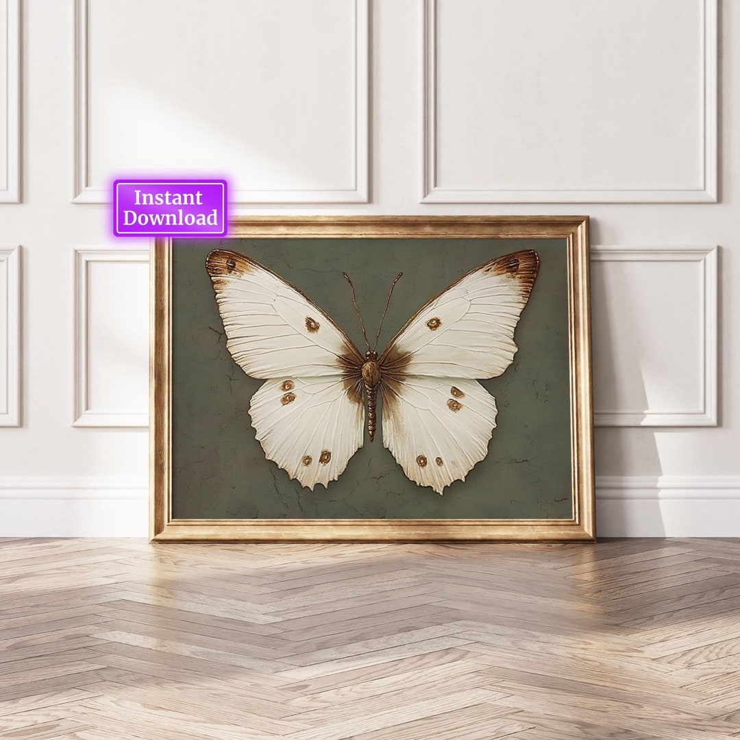 Vintage Butterfly Print Printable Dark Moody Printable Wall Art ...