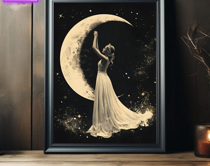 Moon Goddess Decor, Vintage Moon Women, Silver Lunar Goddess, Women ...