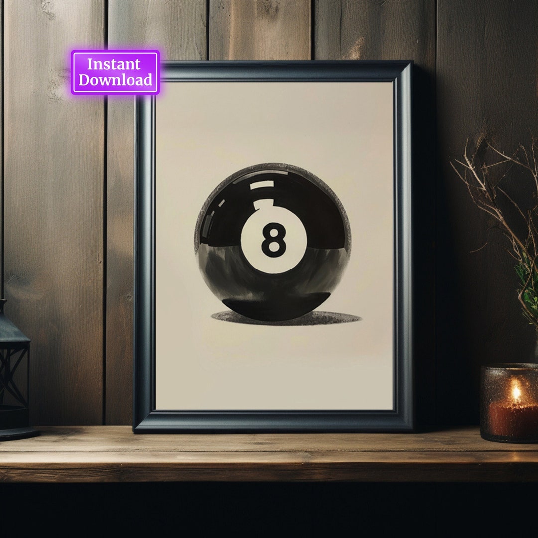 Retro 8 Ball Print: Hand-drawn Wall Art (digital Download) - Etsy